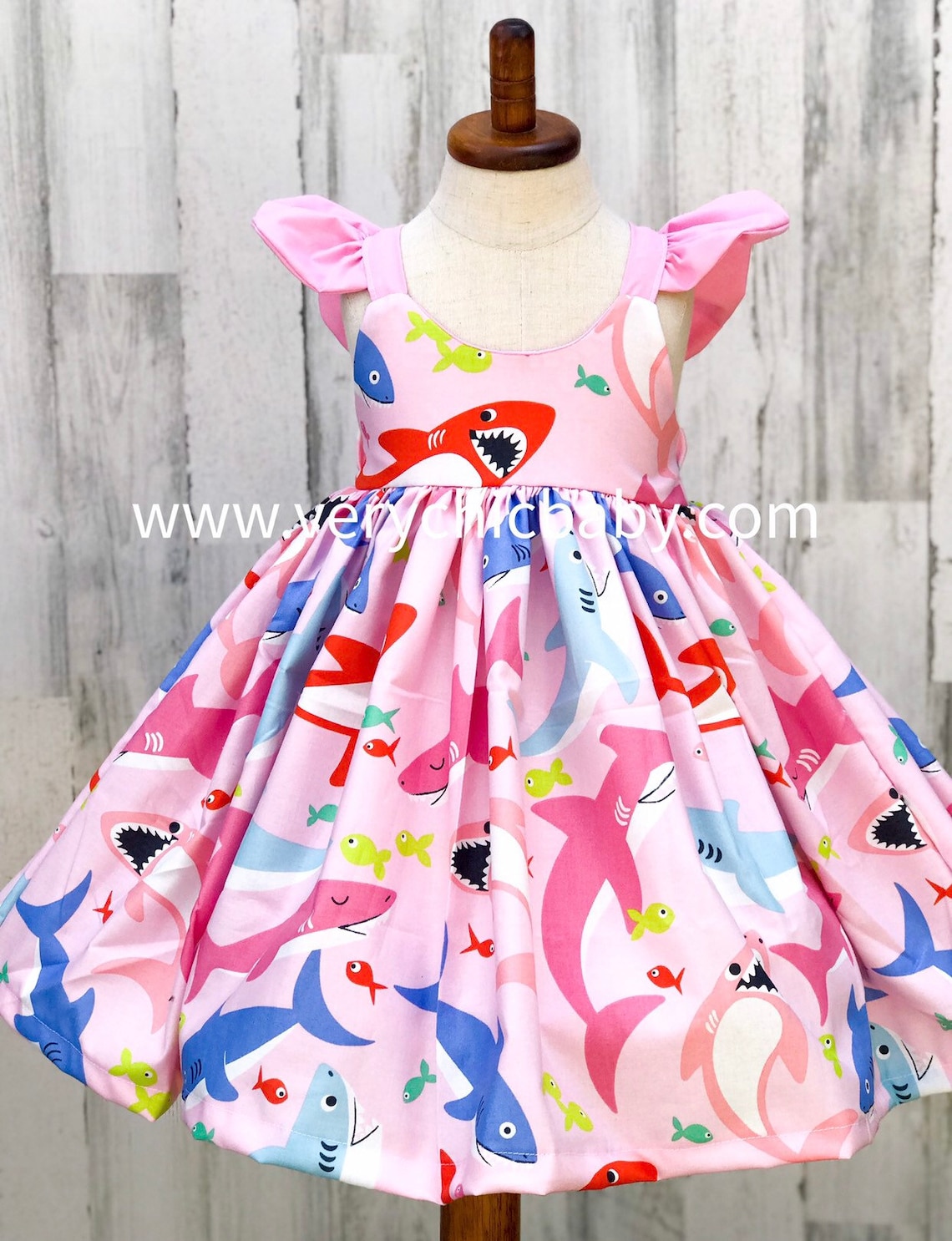 Shark Dress Pink Shark Party Dress Shark Birthday Dress - Etsy