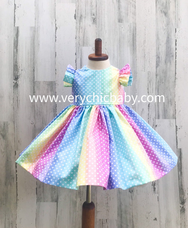 Rainbow Dress Rainbow Hearts Dress Rainbow Dress for Girls - Etsy