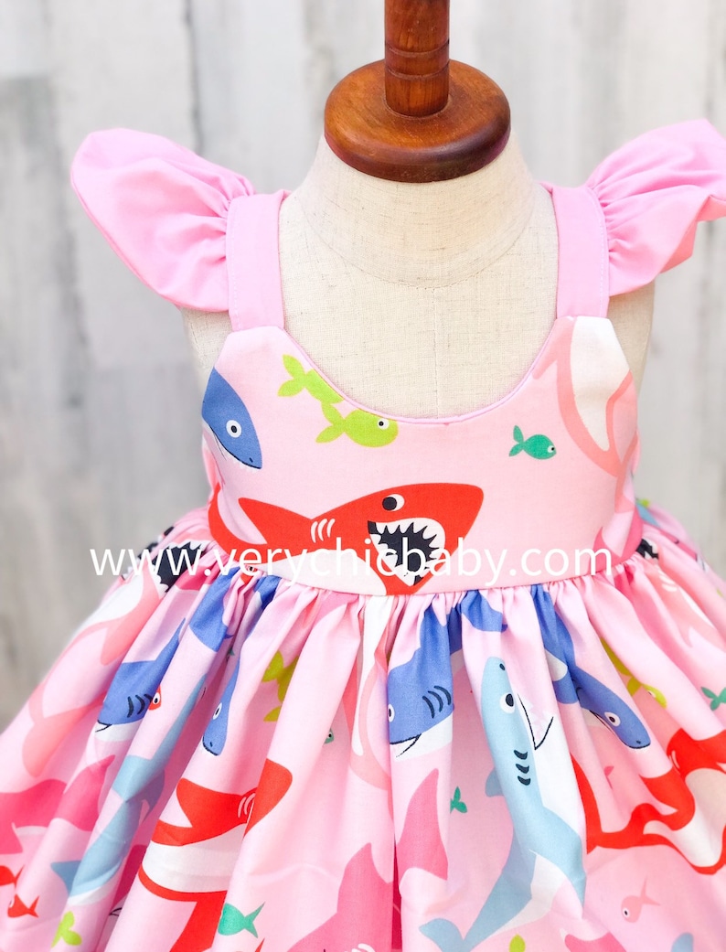 Shark Dress Pink Shark Party Dress Shark Birthday Dress - Etsy
