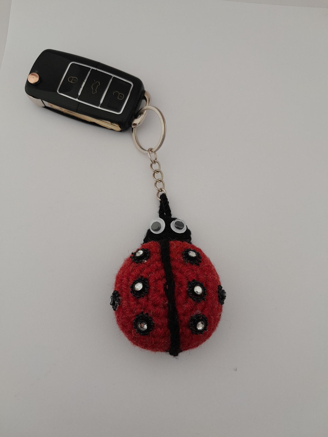 Handmade Knitted Keychain, Red Ladybird - Etsy