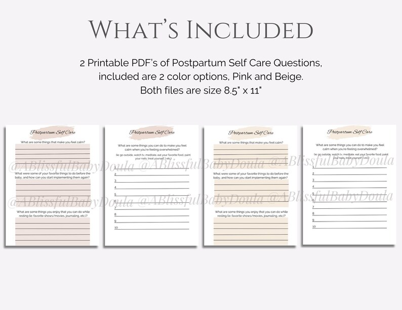 Postpartum Self Care Printable Sheets for New Mom, Digital Download ...