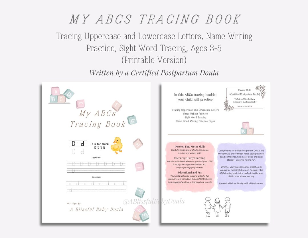 My Abcs Tracing Book (PRINTABLE): Tracing Uppercase and Lowercase ...