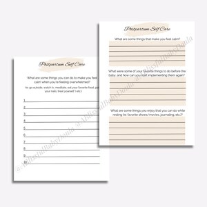 Postpartum Self Care Printable Sheets for New Mom, Digital Download ...