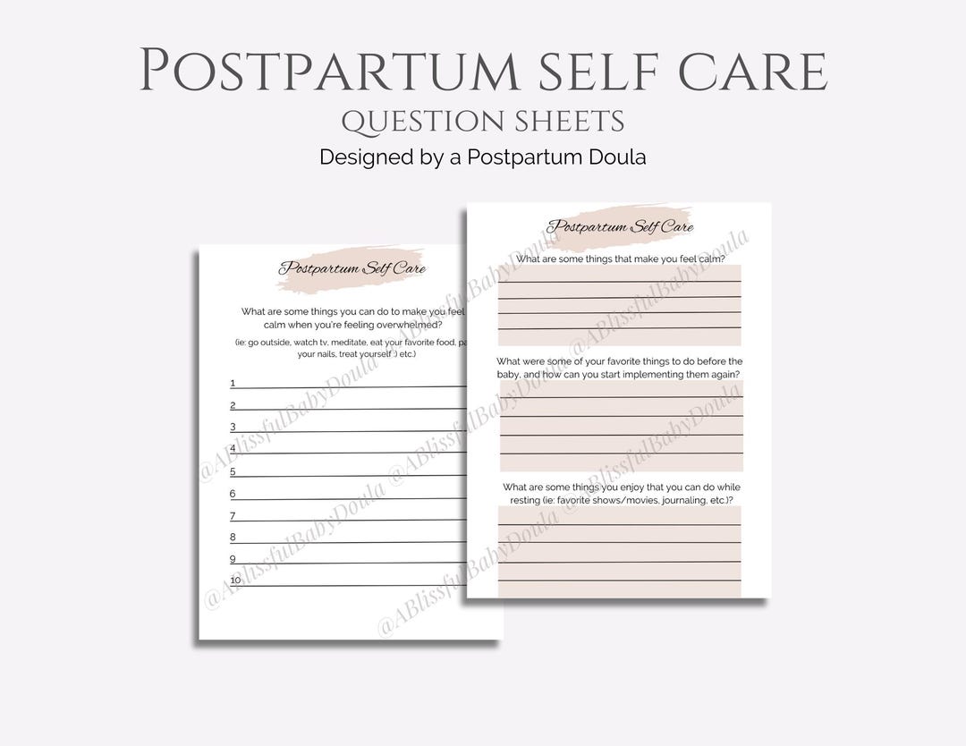 Postpartum Self Care Printable Sheets for New Mom, Digital Download ...
