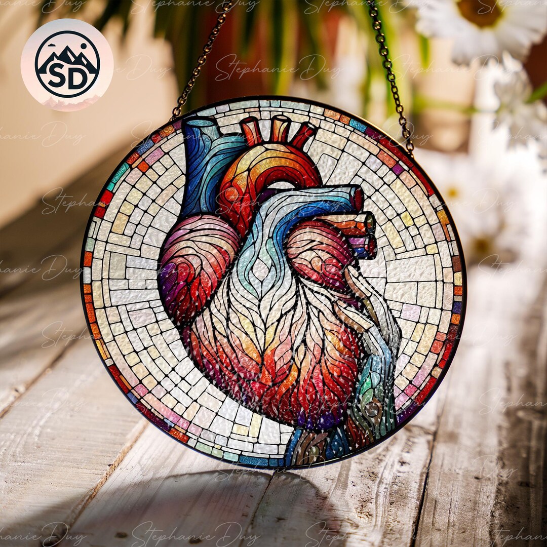 Anatomical Heart GLASS Suncatcher, Heart Suncatcher, Heart Surgeon ...