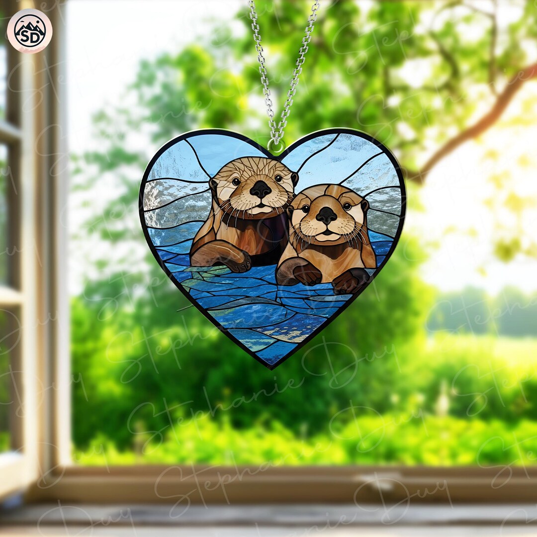 Otter Couple ACRYLIC Window Hanging, Otter Lover Decor, Otter ...