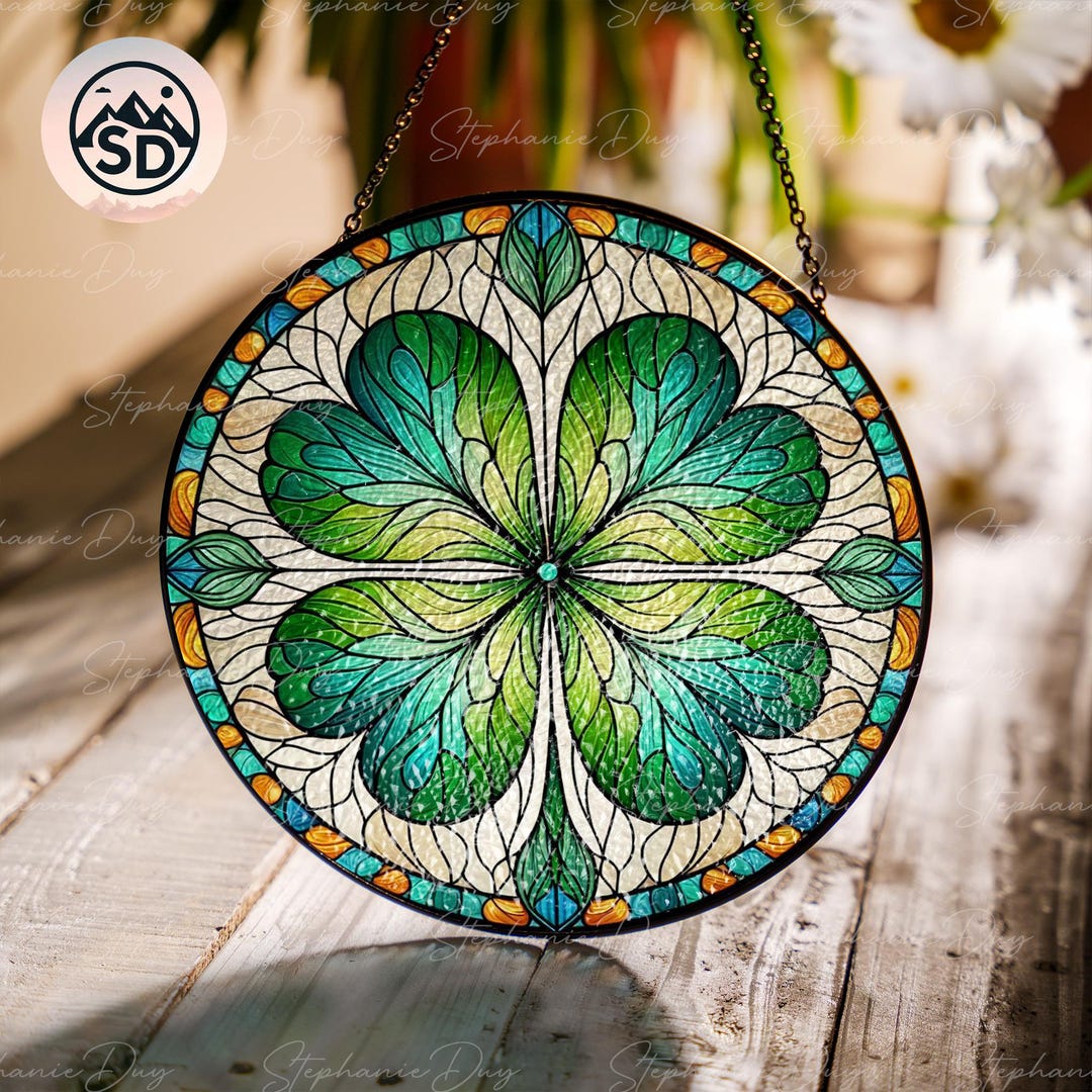 Shamrock Four Leaf Clover GLASS Suncatcher, Clover Suncatcher, Clover ...