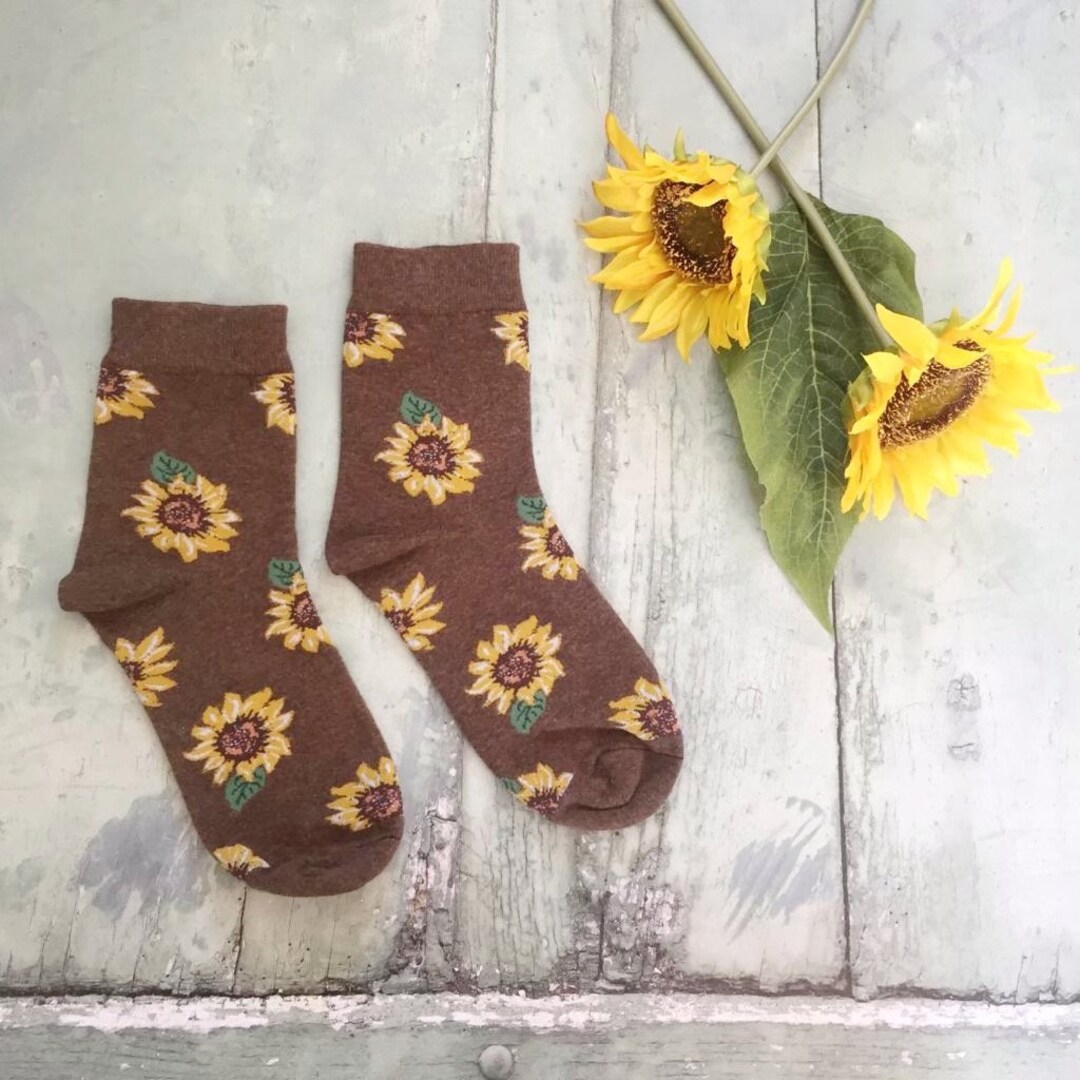Sunflower Socks, Floral Socks, Boho Flower Socks, Gift for Her, Cute ...
