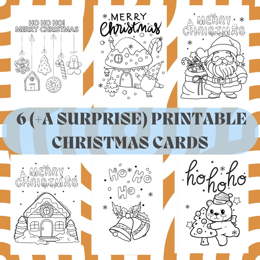 PRINTABLE, Christmas Cards, Coloring Page, Printed, Greeting Cards ...