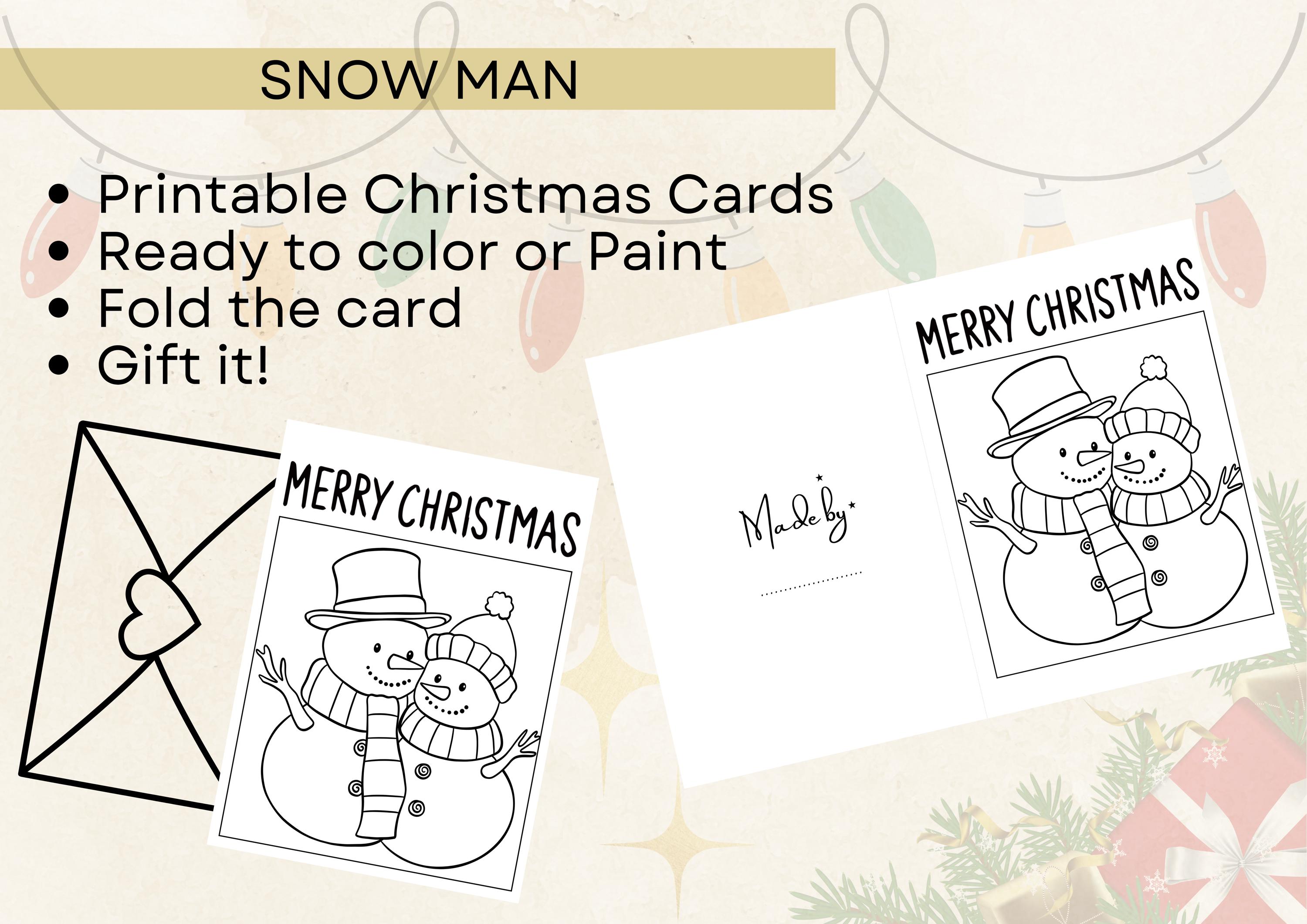 PRINTABLE, Christmas Cards, Coloring Page, Printed, Greeting Cards ...