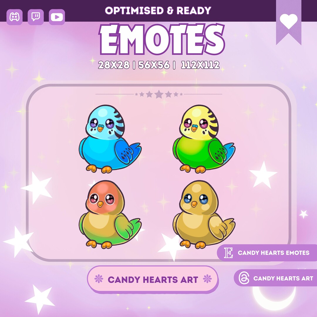 Chibi Emotes for Streamers | Kawaii Budgie Emotes | Bird Inspired ...