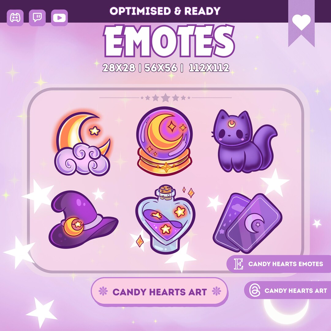 Chibi Emotes for Streamers | Kawaii Witchy Emotes | Witch Inspired ...