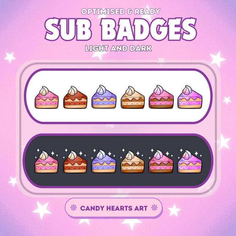 Kawaii Cake Sub Badges for Twitch & Discord (digital Download, PNG ...