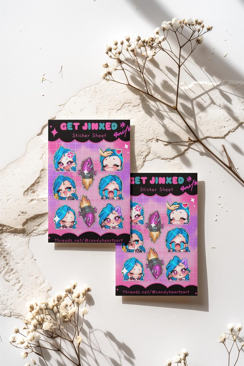 Chibi Jinx Emote Arcane Sticker Sheet | Holographic Shatter Finish ...