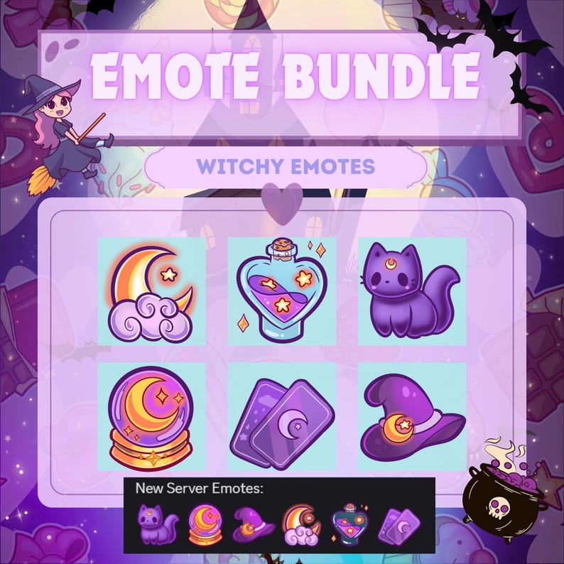Chibi Emotes for Streamers | Kawaii Witchy Emotes | Witch Inspired ...