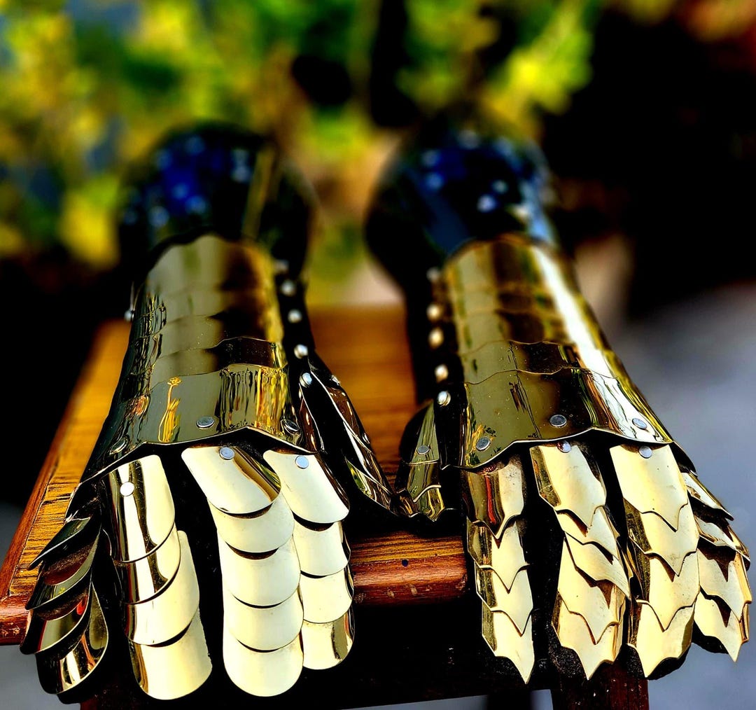 Medieval Brass Gauntlets: Steel Armor Gloves - Etsy