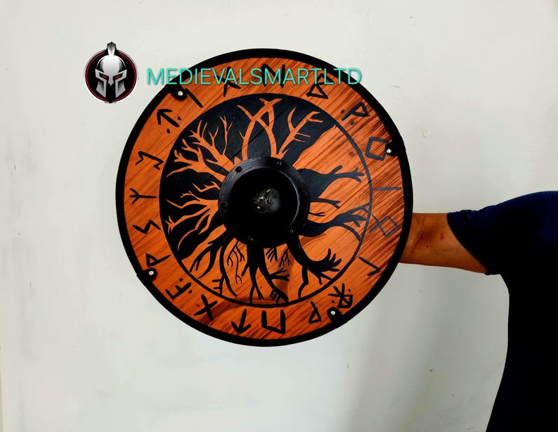 Viking Wooden Shield: Battle Ready Cosplay, Norse Tree of Life Design ...