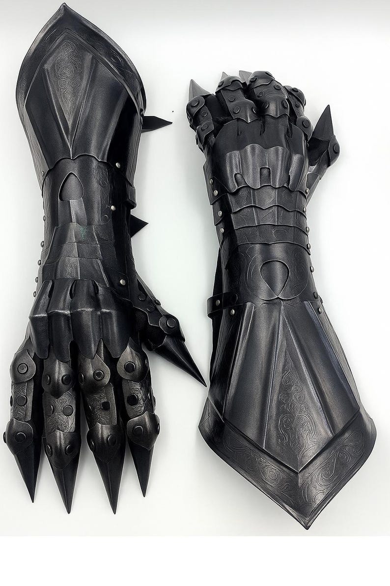 Medieval Nazgul Black Etched Steel Gauntlets: Hand Armor Gloves - Etsy