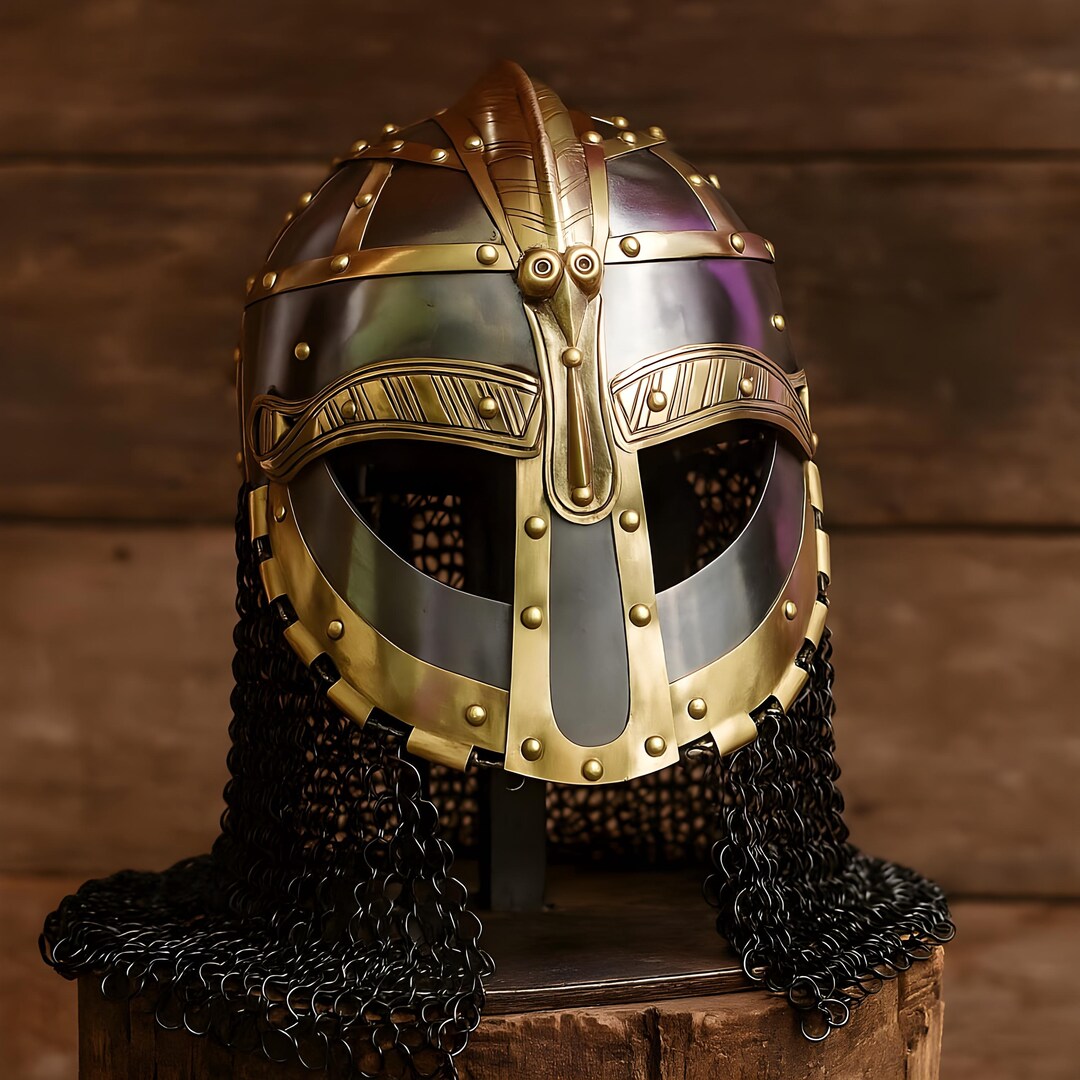 Medieval Knight Viking Helmet With Chainmail - LARP Reenactment Armor ...