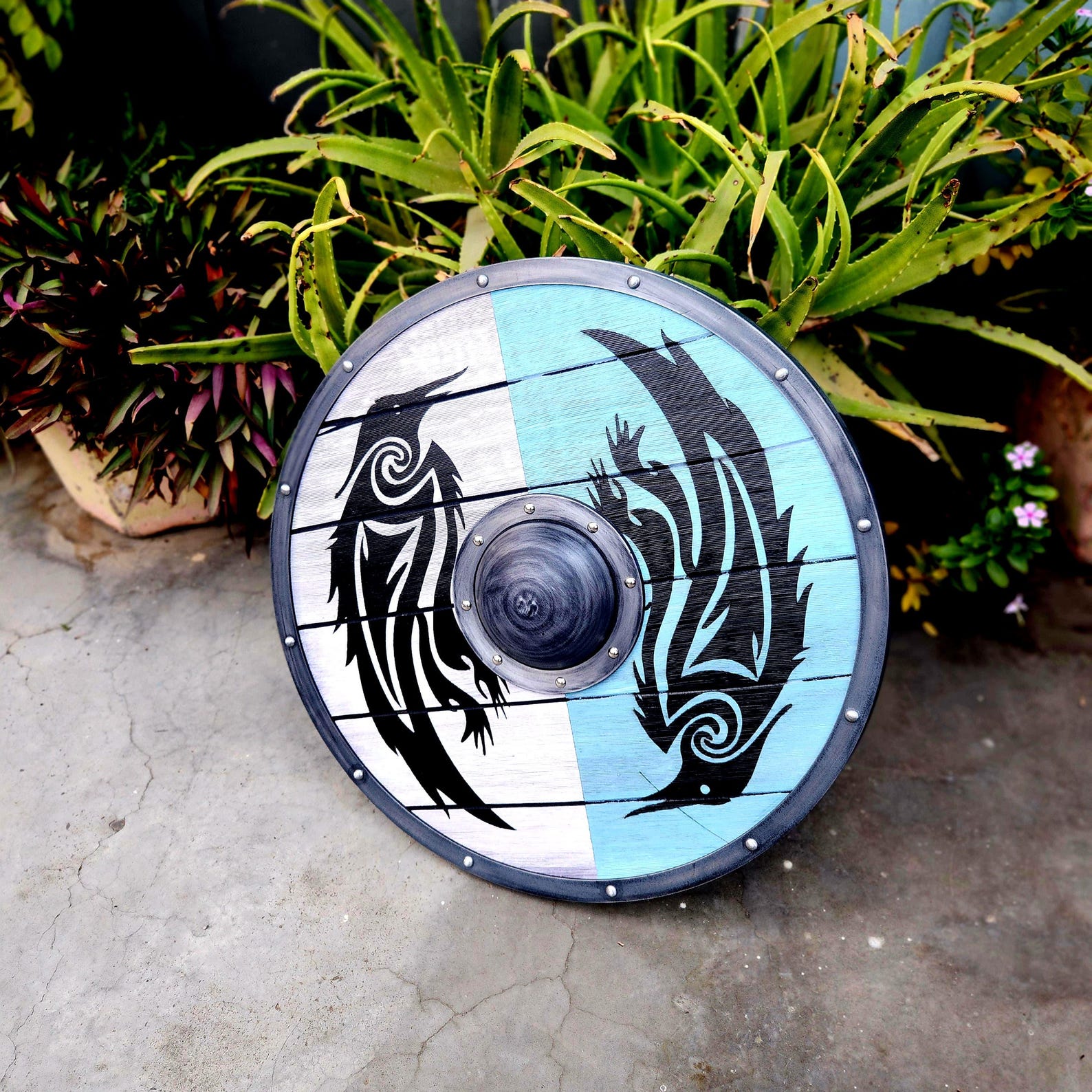 Viking Valhalla Raven Wooden Shield - Crow Designer Shield - Medieval ...