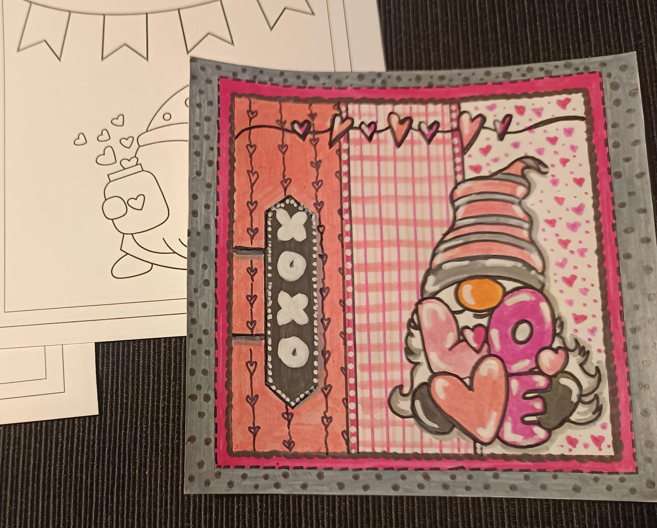 Happy Valentine's Card Coloring Pages 5pcs, Printable Instant Digital ...