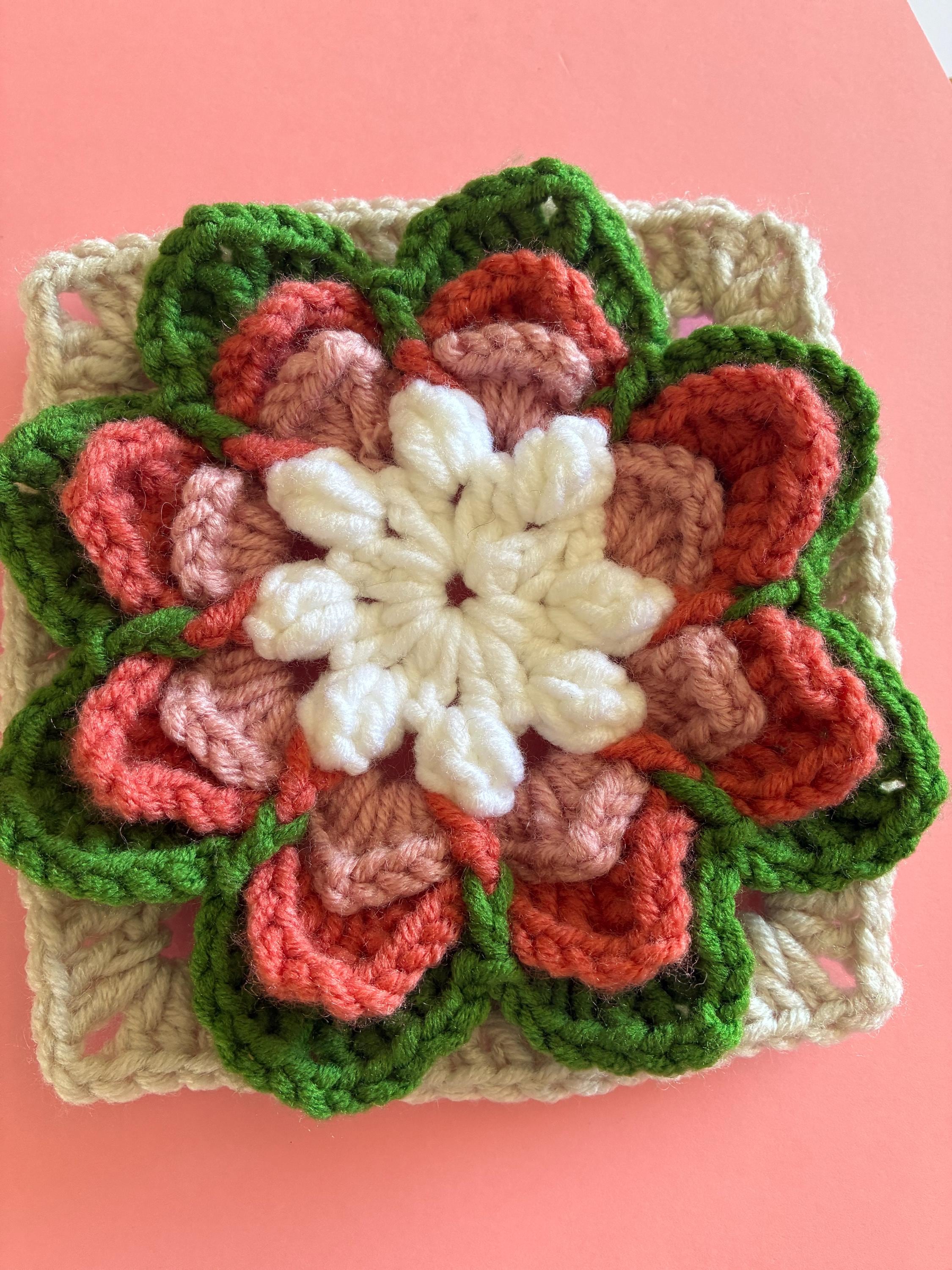 3D Water Lily Granny Square Crochet Pattern: Floral Applique (PDF ...