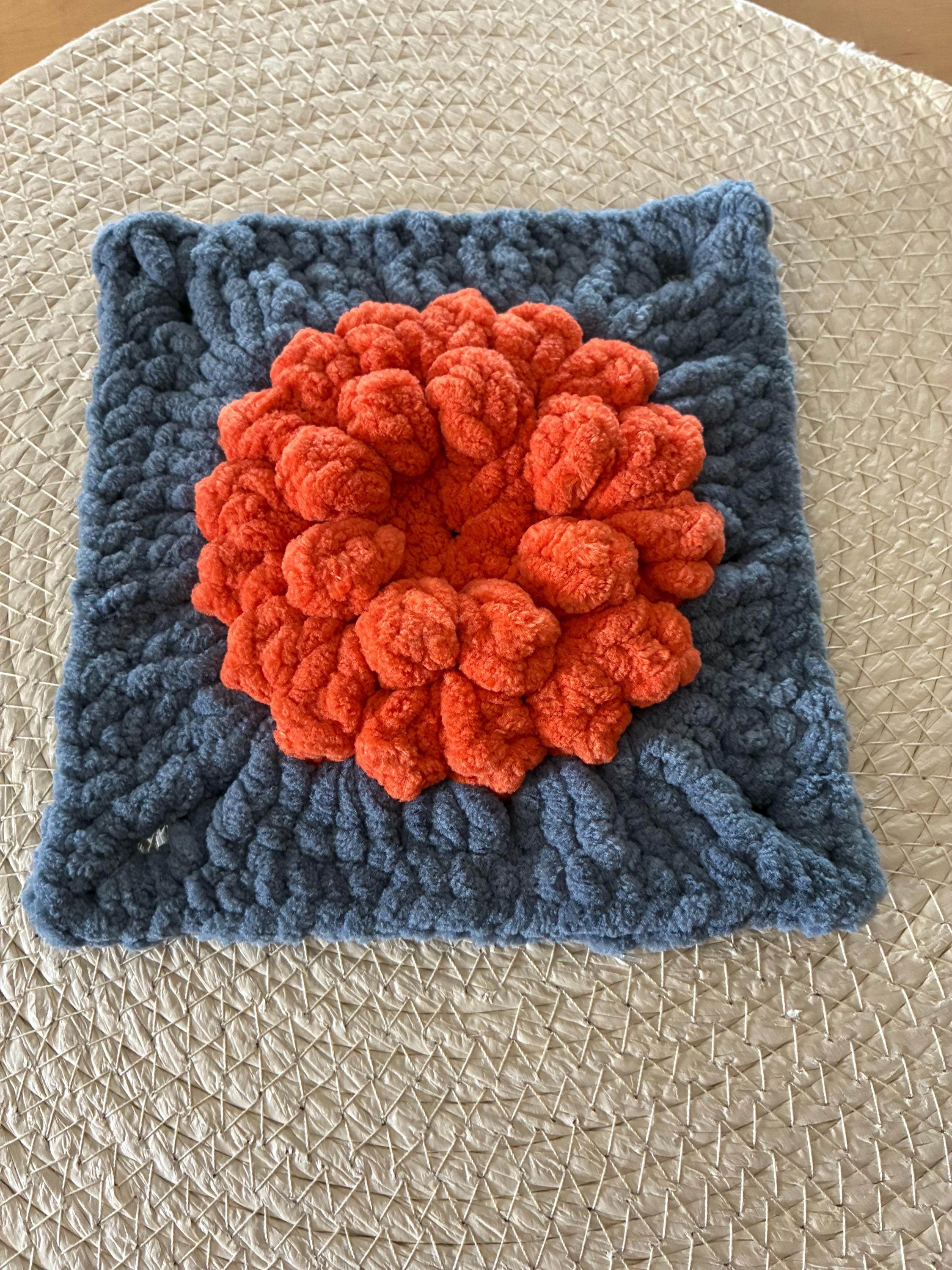 Popcorn Flower Granny Square Crochet Pattern: 3D Floral Design (PDF) - Etsy