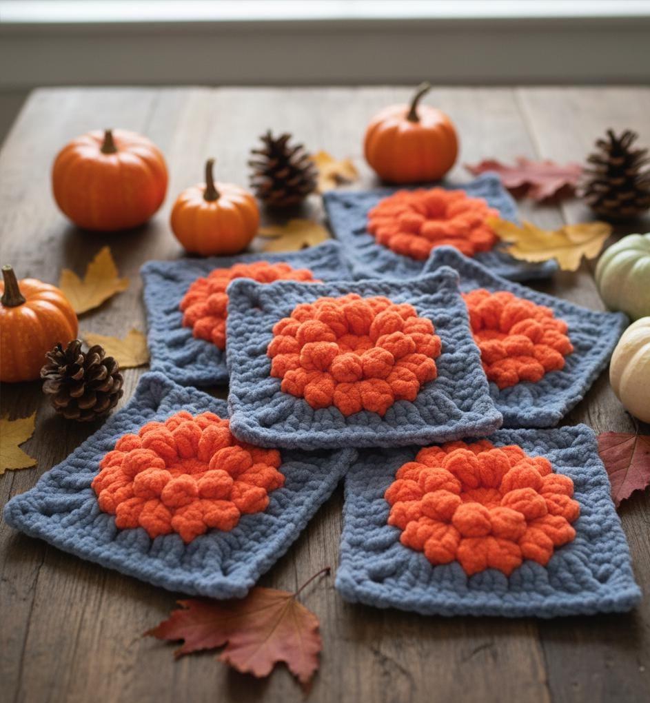 Popcorn Flower Granny Square Crochet Pattern: 3D Floral Design (PDF) - Etsy