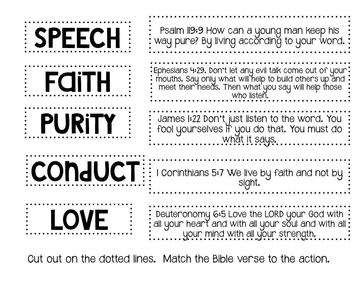 1 Timothy 4:12 Cut & Paste Activity | Bible Study | Printable - Etsy