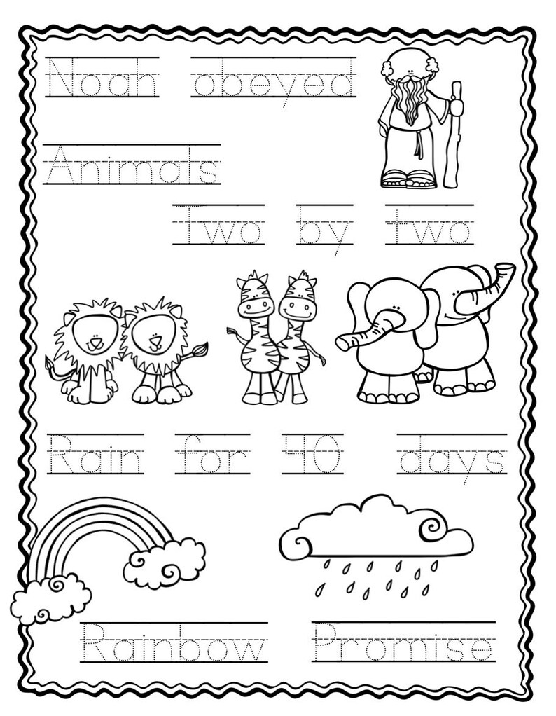 Noah's Ark | Coloring Page | Handwriting | Preschool Bible Lesson - Etsy
