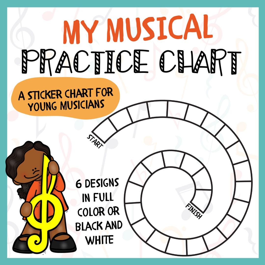 My Musical Practice Chart | Sticker Chart for Young Musicians - Etsy