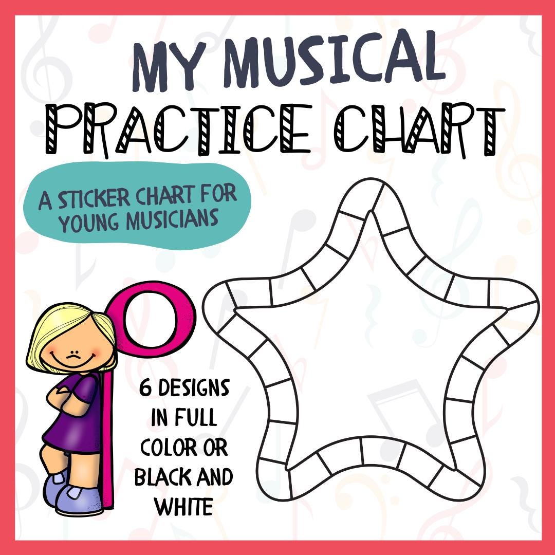 My Musical Practice Chart | Sticker Chart for Young Musicians Set 5 - Etsy