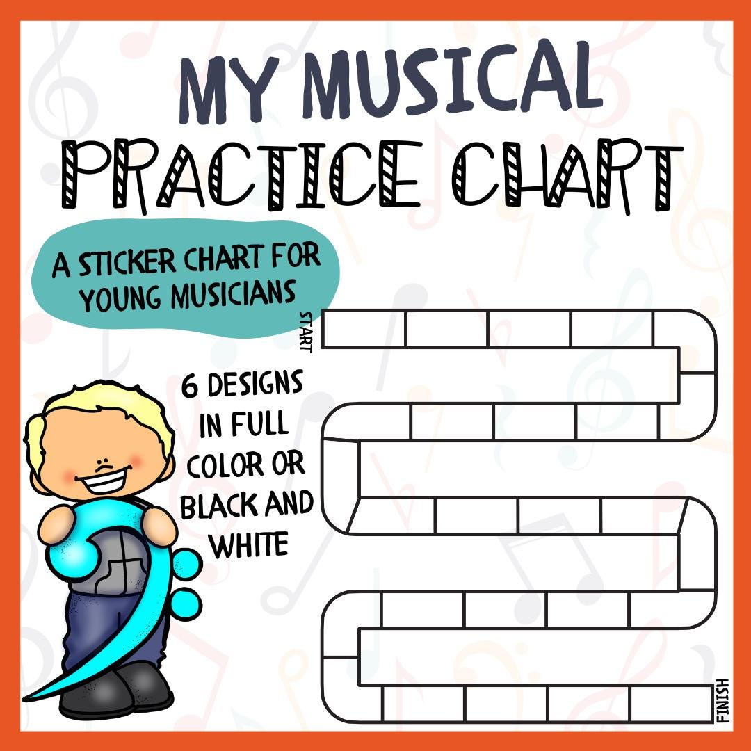 My Musical Practice Chart | Sticker Chart for Young Musicians Set 3 - Etsy