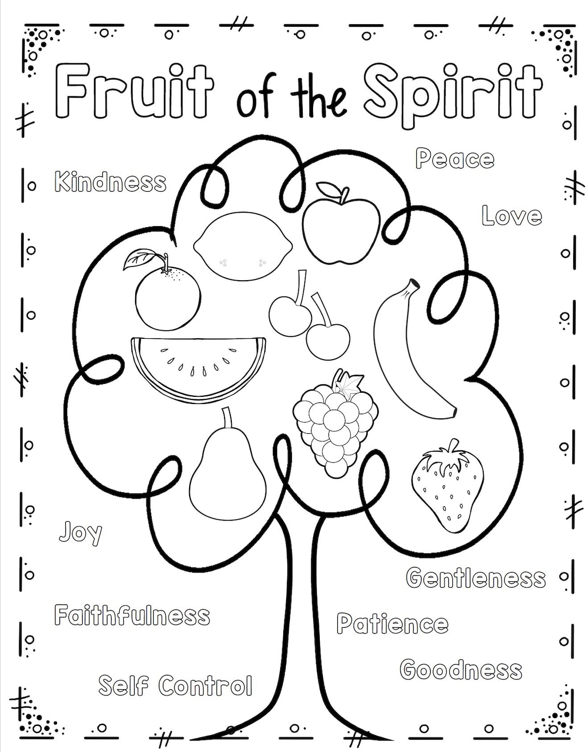 Fruit of the Spirit | Coloring Page | Handwriting | Preschool Bible ...