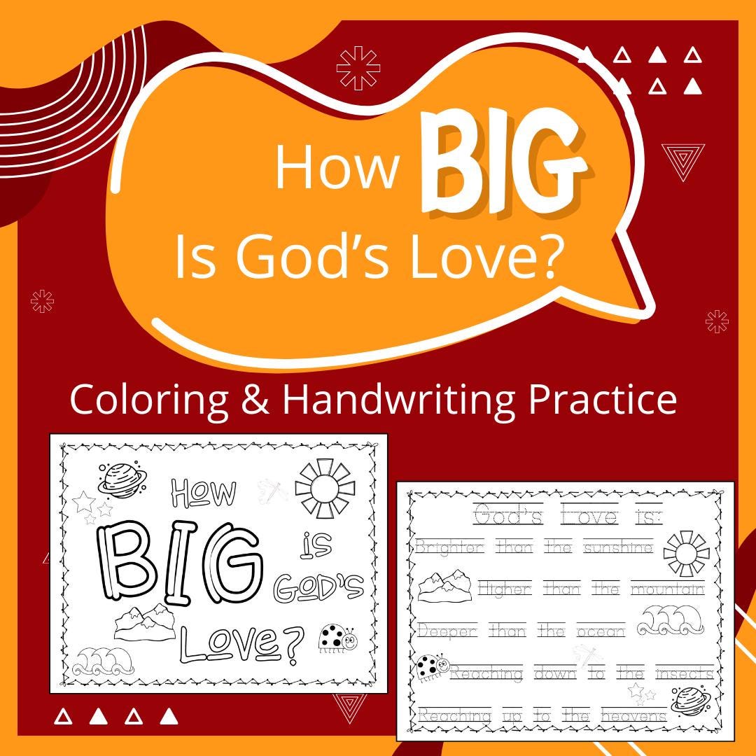 How BIG is God's Love | Coloring Page | Handwriting Practice - Etsy