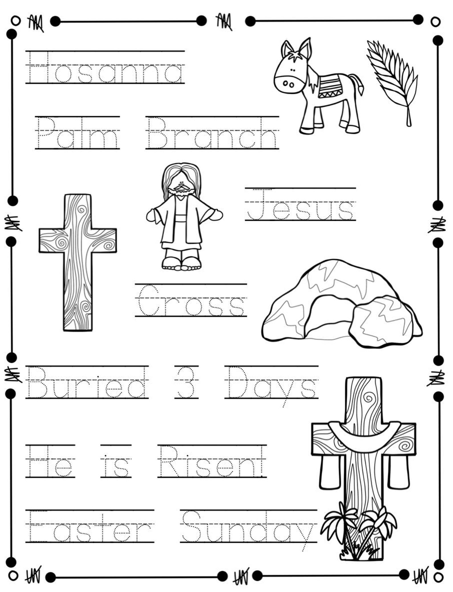 The Easter Story | Coloring Page | Handwriting | Preschool Bible Lesson ...