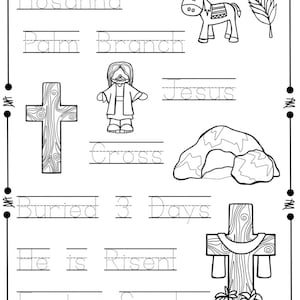 The Easter Story | Coloring Page | Handwriting | Preschool Bible Lesson ...