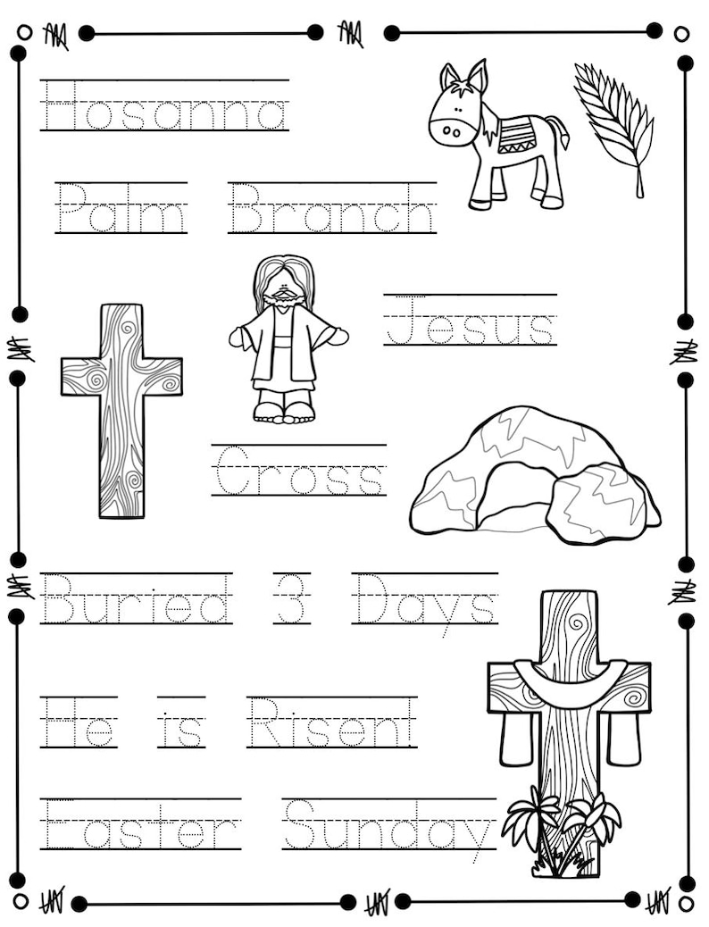 The Easter Story | Coloring Page | Handwriting | Preschool Bible Lesson ...