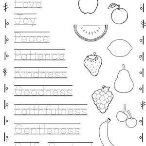 Fruit of the Spirit | Coloring Page | Handwriting | Preschool Bible ...