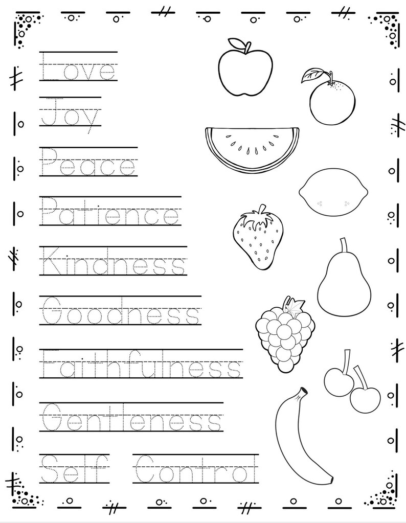 Fruit of the Spirit | Coloring Page | Handwriting | Preschool Bible ...