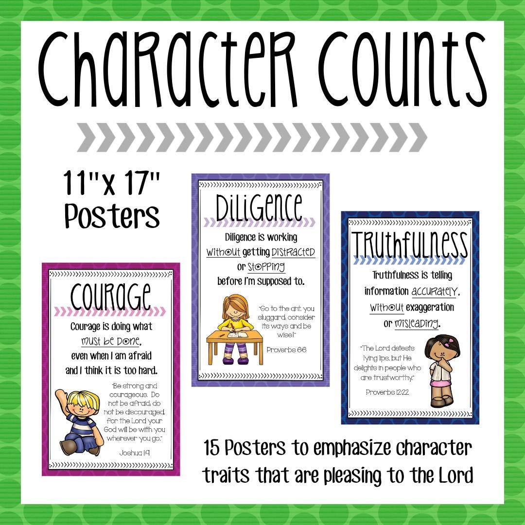 Character Counts Posters 11"x17" | Biblical Decor | Get Wisdom | - Etsy