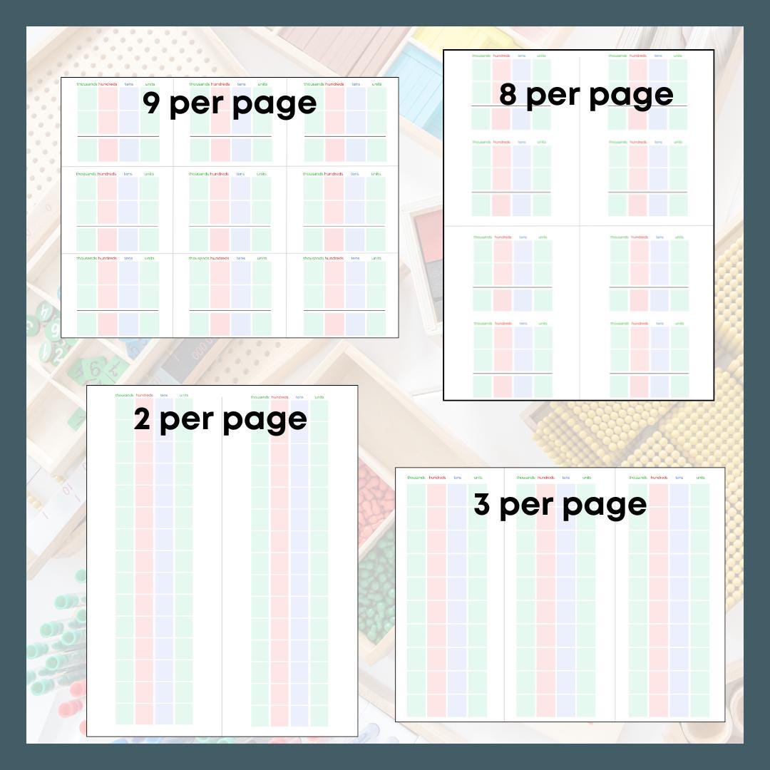 Montessori Math Place Value Printable | 8.5x11" | Editable File ...