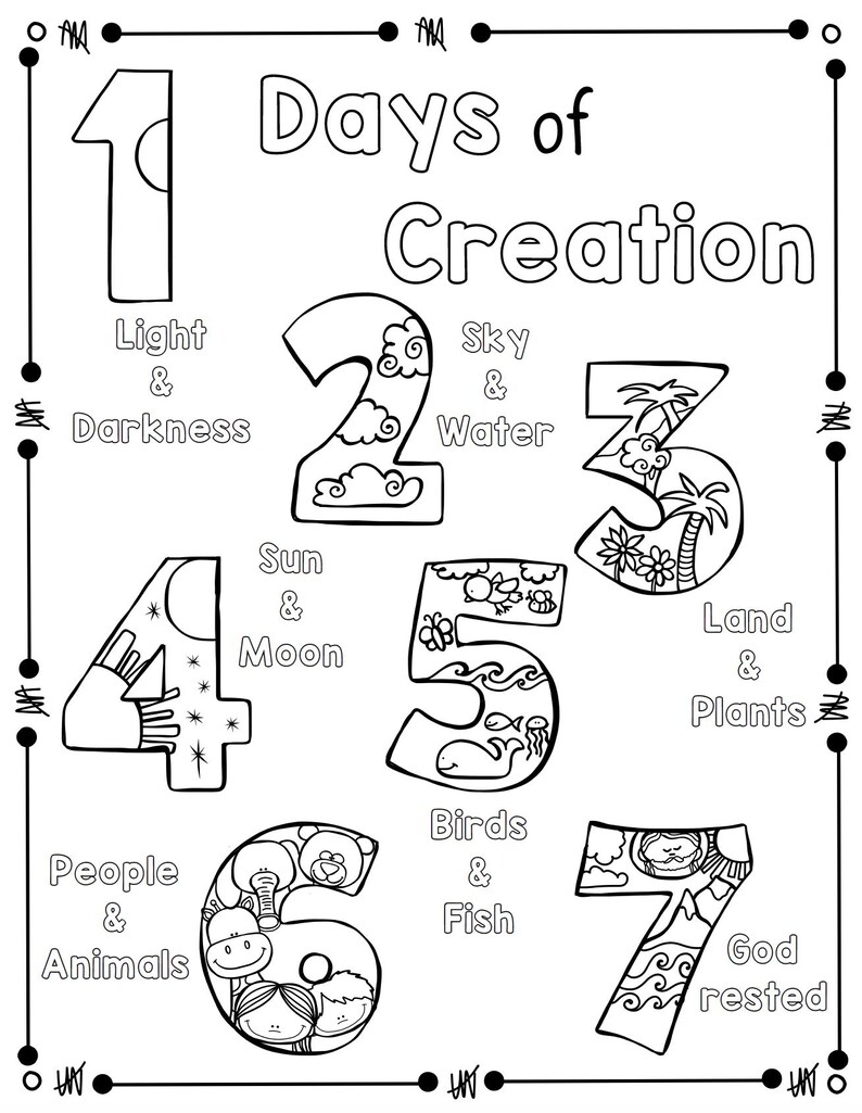Days of Creation | Coloring Page | Handwriting | Preschool Bible Lesson ...