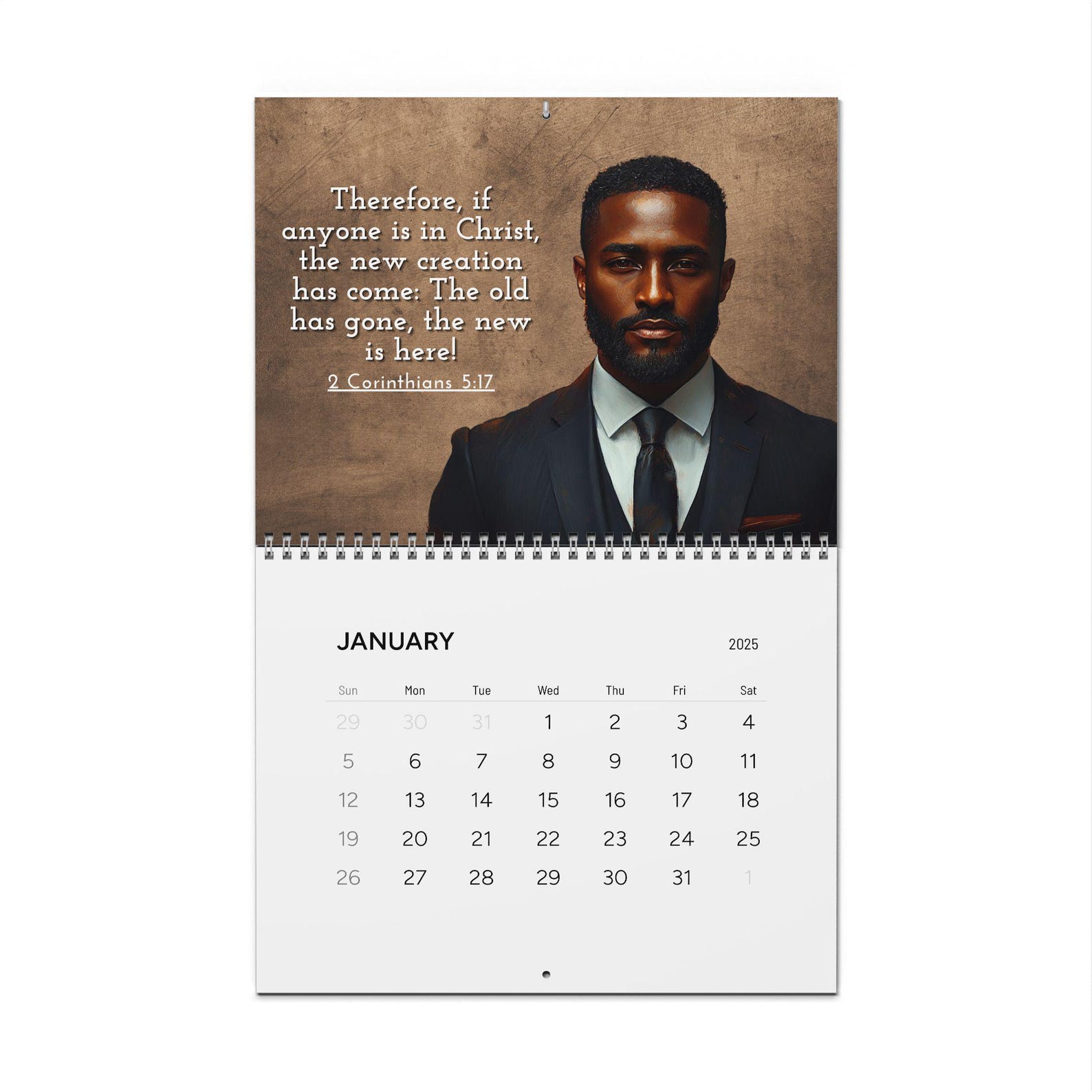 Black Men Wall Calendar 2025, Christian Man Inspirational Gift, Faith ...