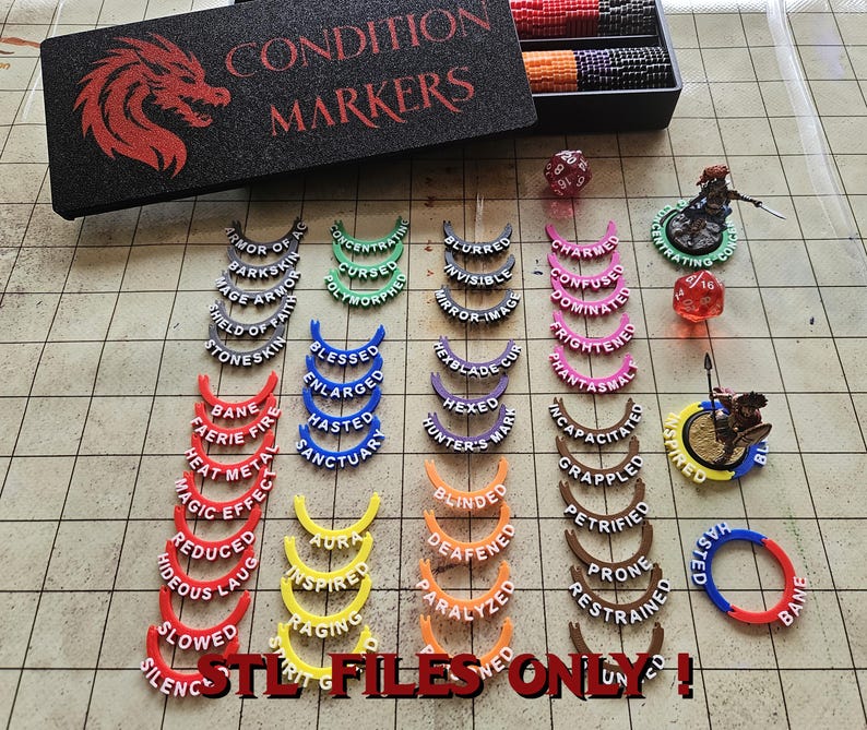 Dnd Condition Marker Rings: 5E RPG Effect Tracker (STL ONLY) - Etsy