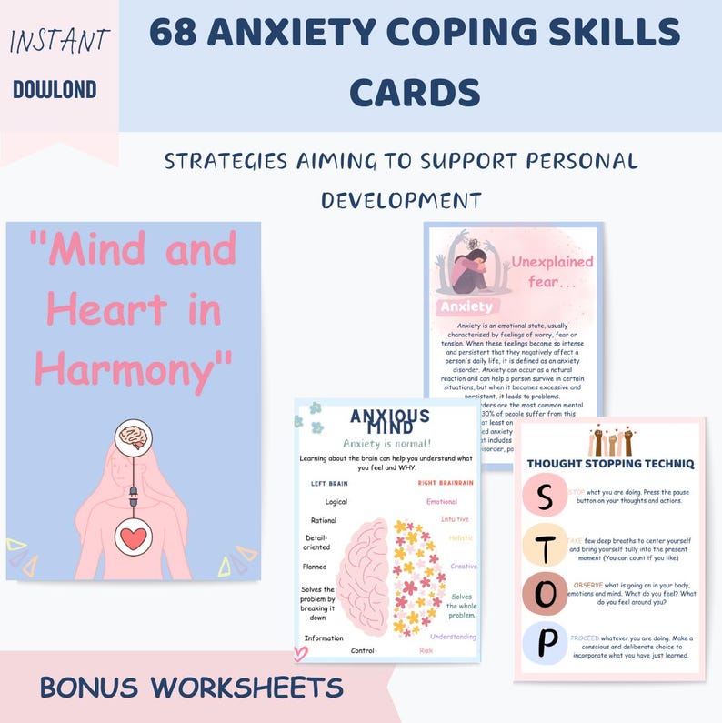 DBT Flash Cards & Coping Skills Deck Kids Anxiety Triggers Workbook ...