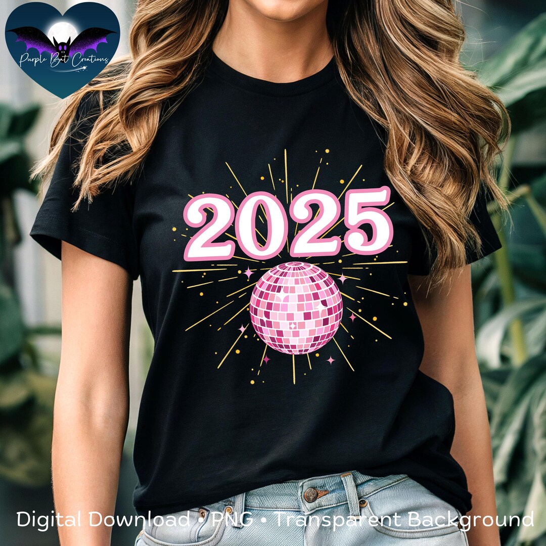 Pretty Pink 2025 PNG, Digital Download, Disco Ball, Fireworks, Girly ...