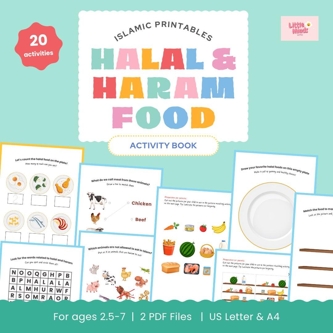 Islamic Printable Halal & Haram Food Activity Book, Muslim Kids Busy ...