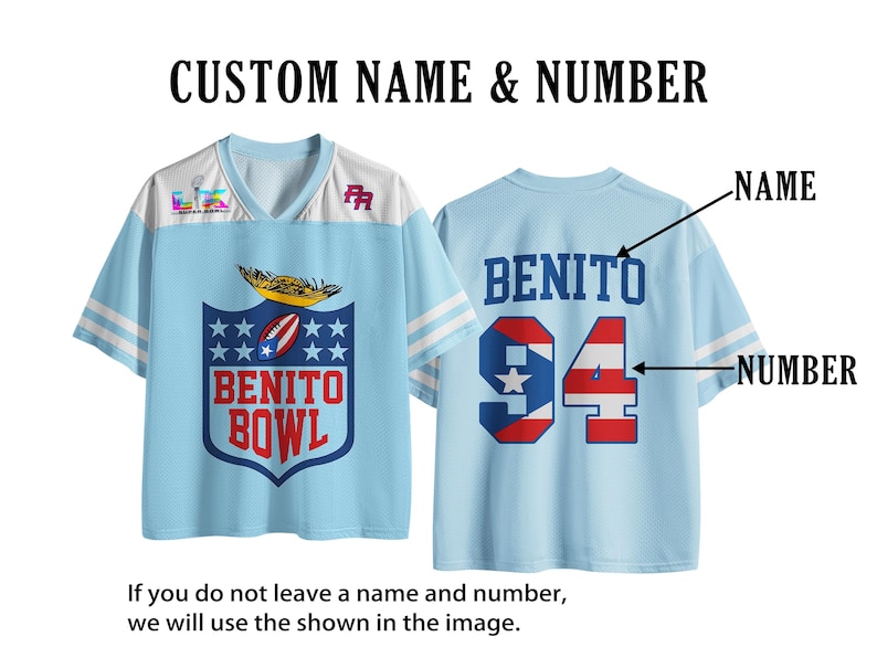 Benito 94 Football Jersey, Buerto Rico Team Jersey,custom Name Benito ...