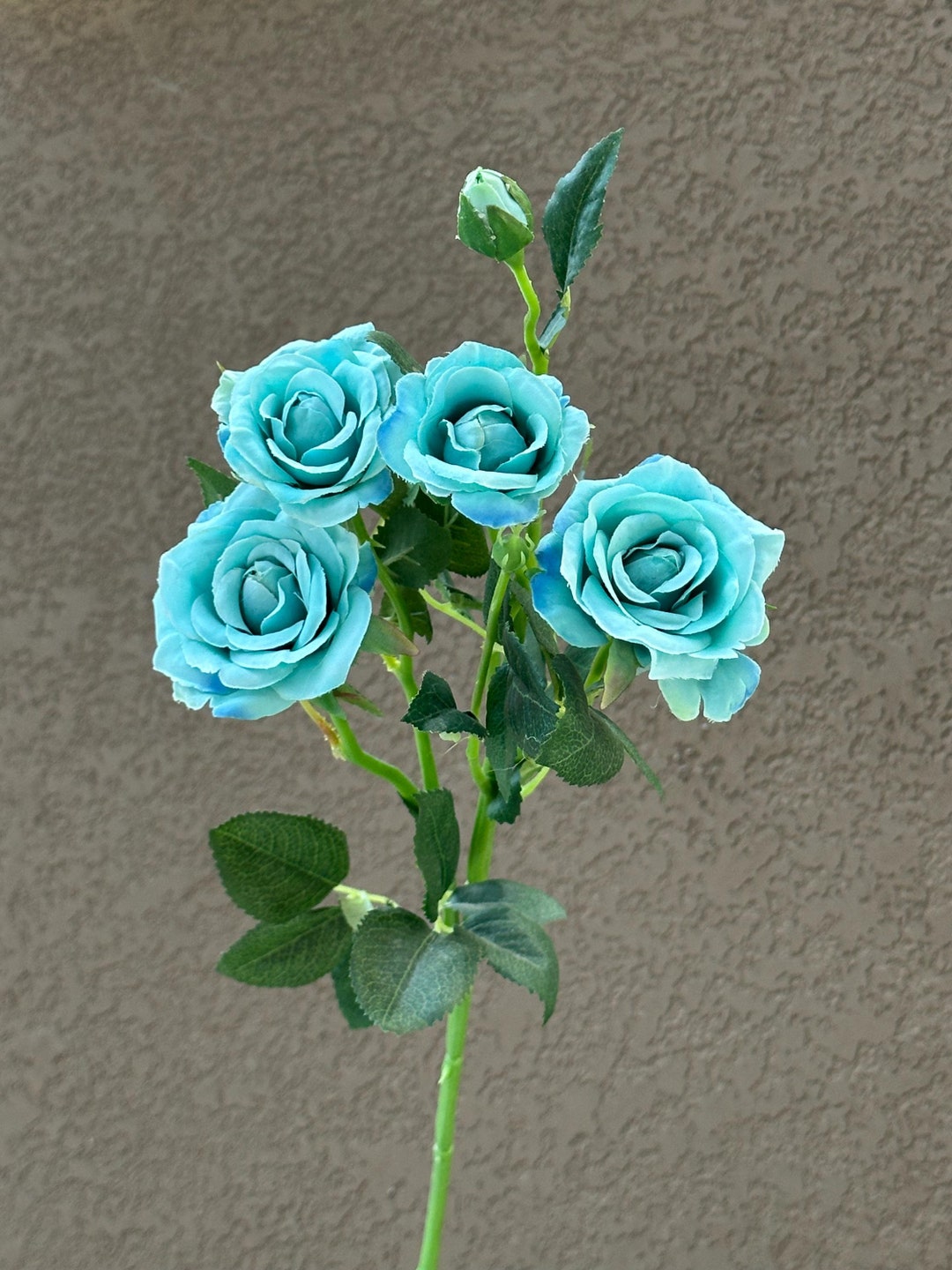 Dusty Blue Rose Artificial Floral Stem – Realistic Silk Flower, Elegant ...